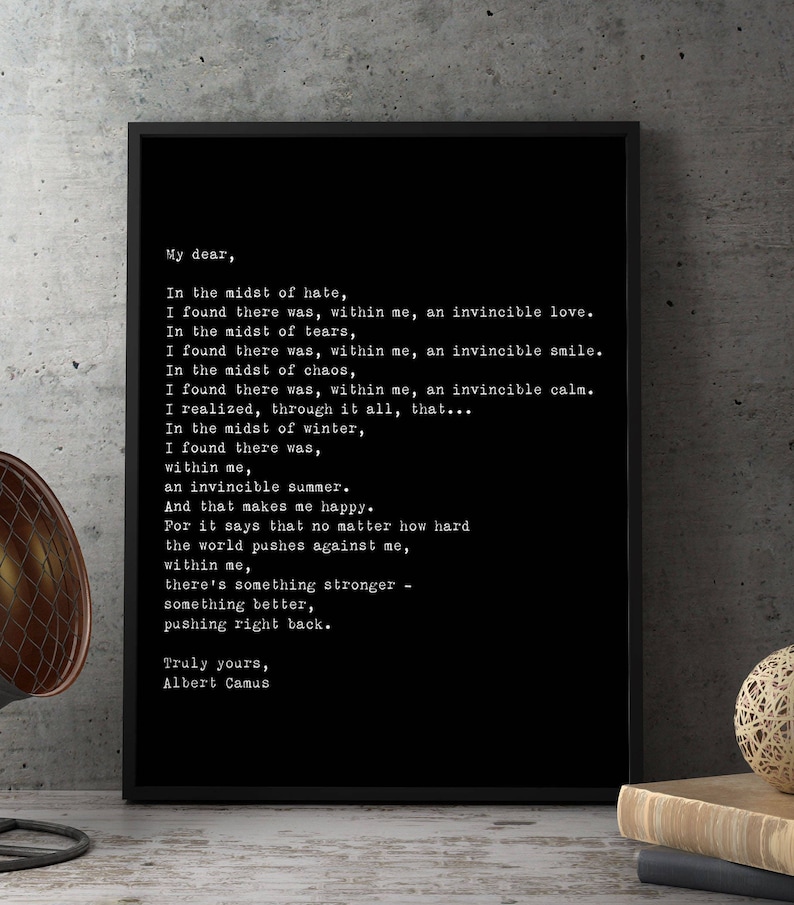 Framed Wall Art Albert Camus Quote Framed Art Poster for - Etsy