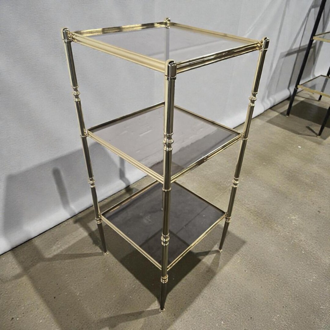 Vintage 'gold' Tiered Stand With Smoked Glass - Etsy