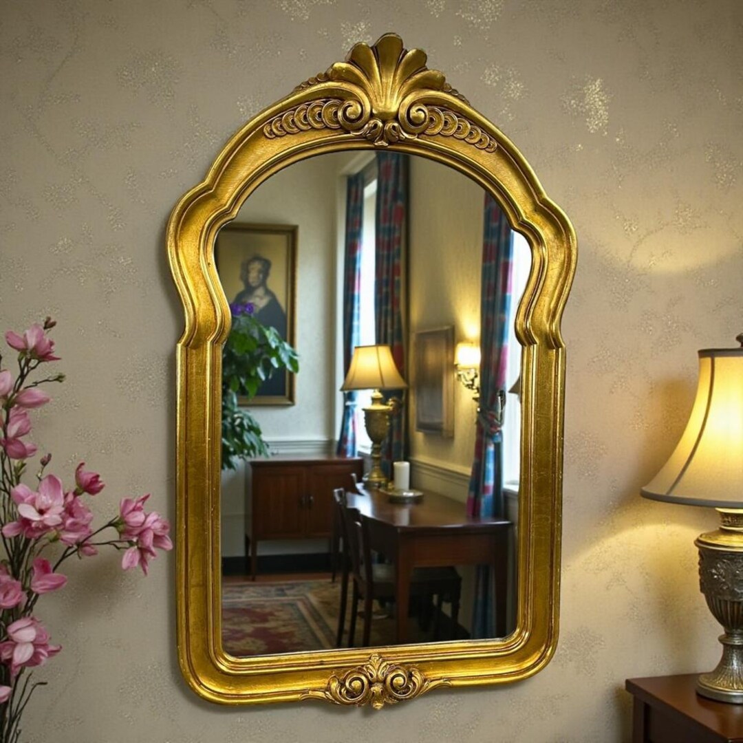 Vintage XL Gold Baroque Mirror - Etsy UK