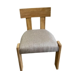 Solid Wooden Chair With Linen Look Seat - Etsy