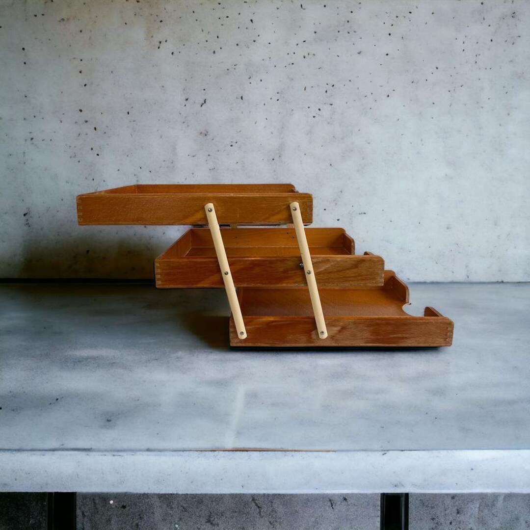 Vintage Wooden File Tray / Desk Organizer / Archive Tray - Etsy