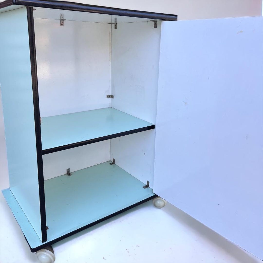 Vintage Pastel Green Formica Cabinet on Wheels - Etsy