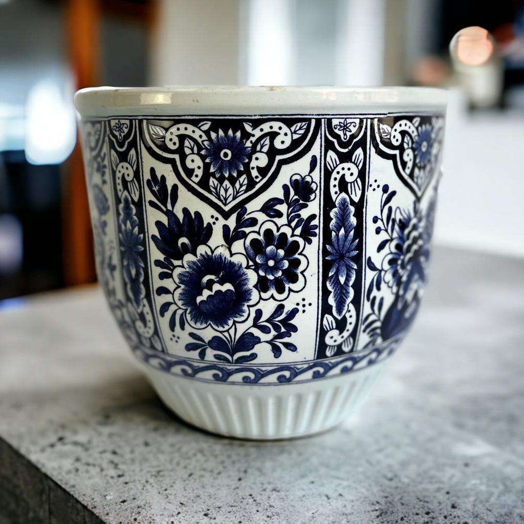 Vintage Blue and White Flower Pot 'delfts' - Etsy