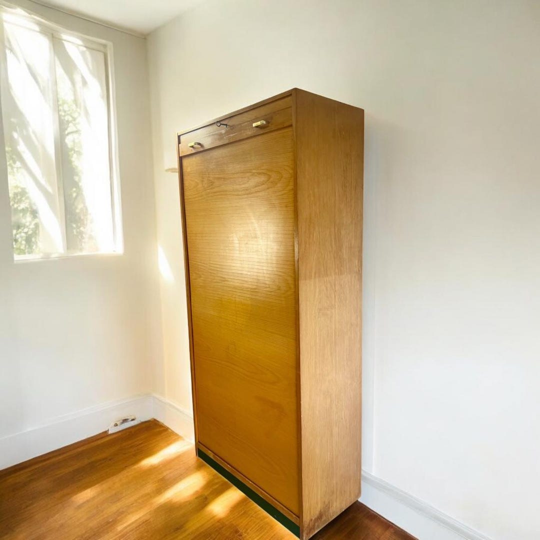 Vintage Wooden Roller Shutter Cabinet / Filing Cabinet - Etsy