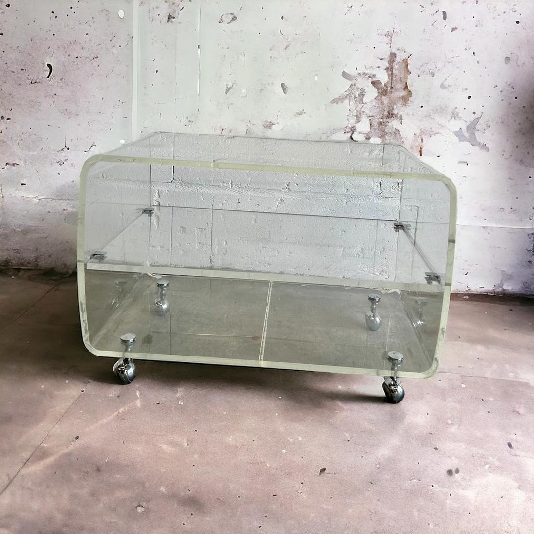 Vintage Curved Plexiglass Rolling Table / TV Cabinet / Audio Cabinet - Etsy