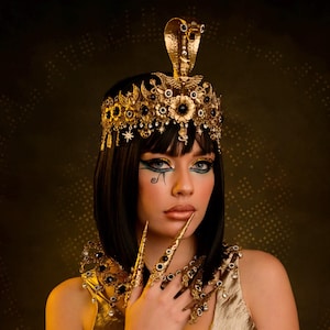 Cleopatra Gold Crown, Egyptian Queen Set, Snake Tiara, Pharaoh ...