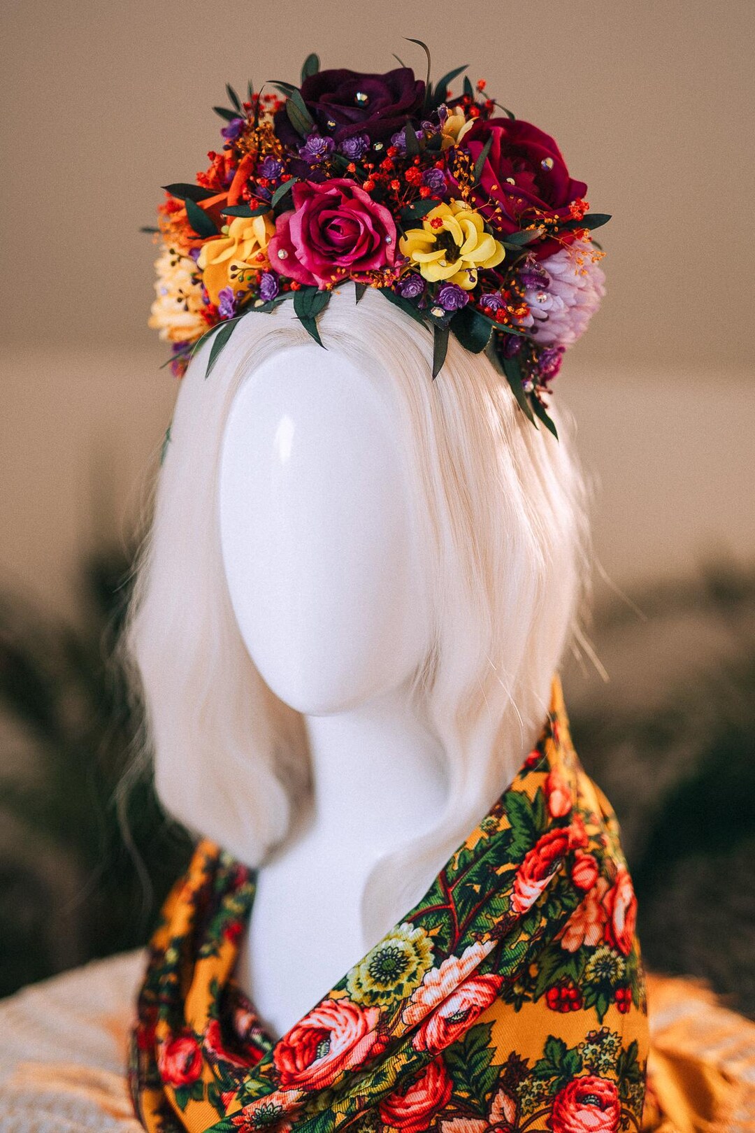 Handmade Frida Kahlo Flower Crown, Day of the Dead Headpiece - Etsy