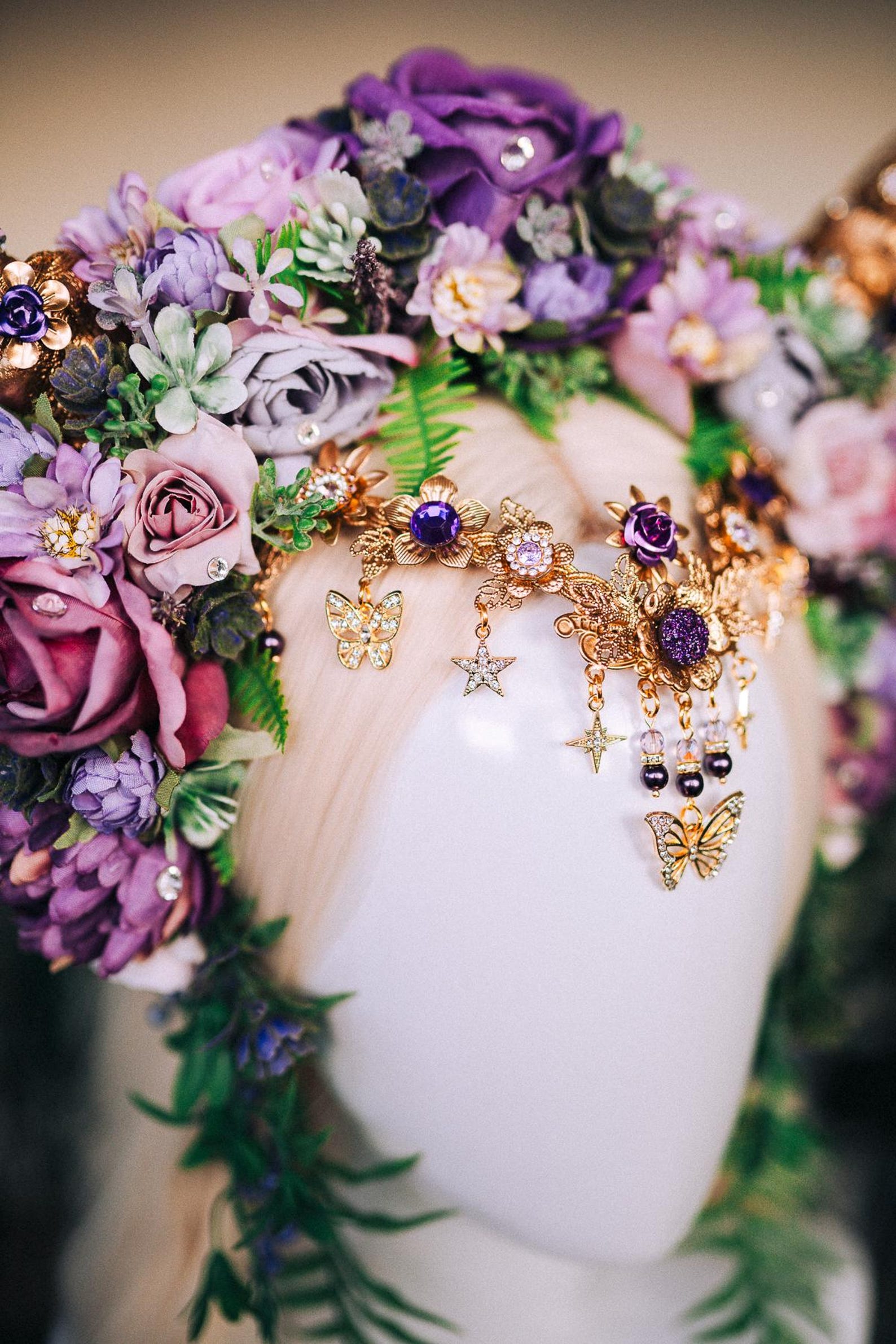 Capricorn Zodiac Horn Crown Floral Celestial Goddess Headpiece ...