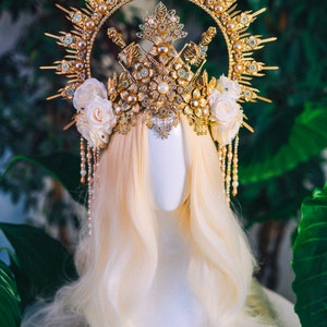 Gemini Zodiac Sign Birthday Headband Flower Headband Beige Roses Crown ...