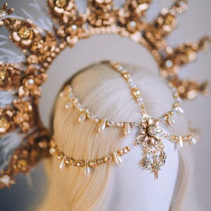 Angel Crown Gold Halo Crown Beige Headband Halloween Headlights Wedding ...