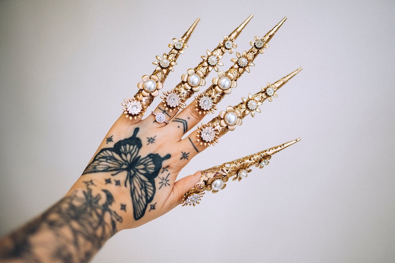 Gold Finger Jewellery 1 Piece Gold Bracelet Nails Jewellery - Etsy