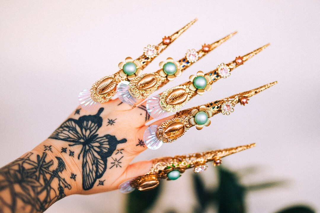 Mermaid Finger Claw 1 Piece, Gold Bracelet, Nails Jewellery, Halloween ...