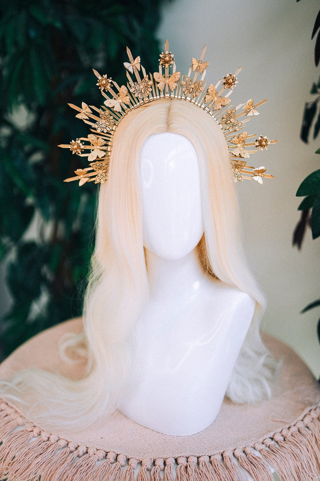 Gold Halo Crown, Wedding Headpiece, Wedding Crown, Bridal Headpiece ...