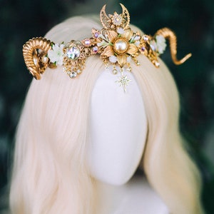 Aries Crown Zodiac Signs Jewellery Fairy Crown Gold Horns Headpiece ...