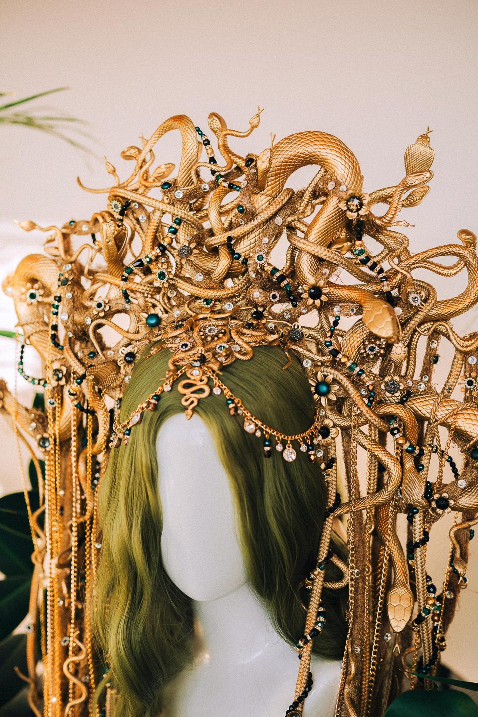 Medusa Halo Crown Gold Snake Headpiece Gorgon Queen Costume Tiara - Etsy