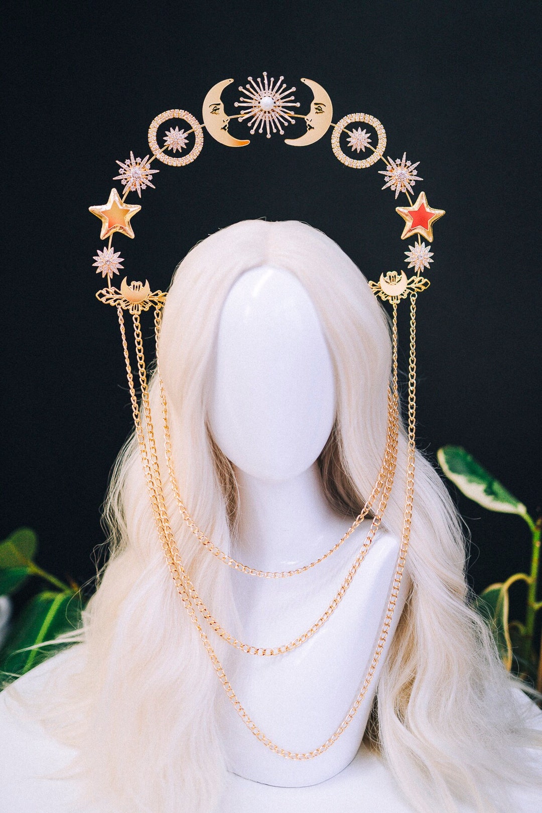 Celestial Halo Crown Moon Child Headpiece Wedding Tiara Headlights ...