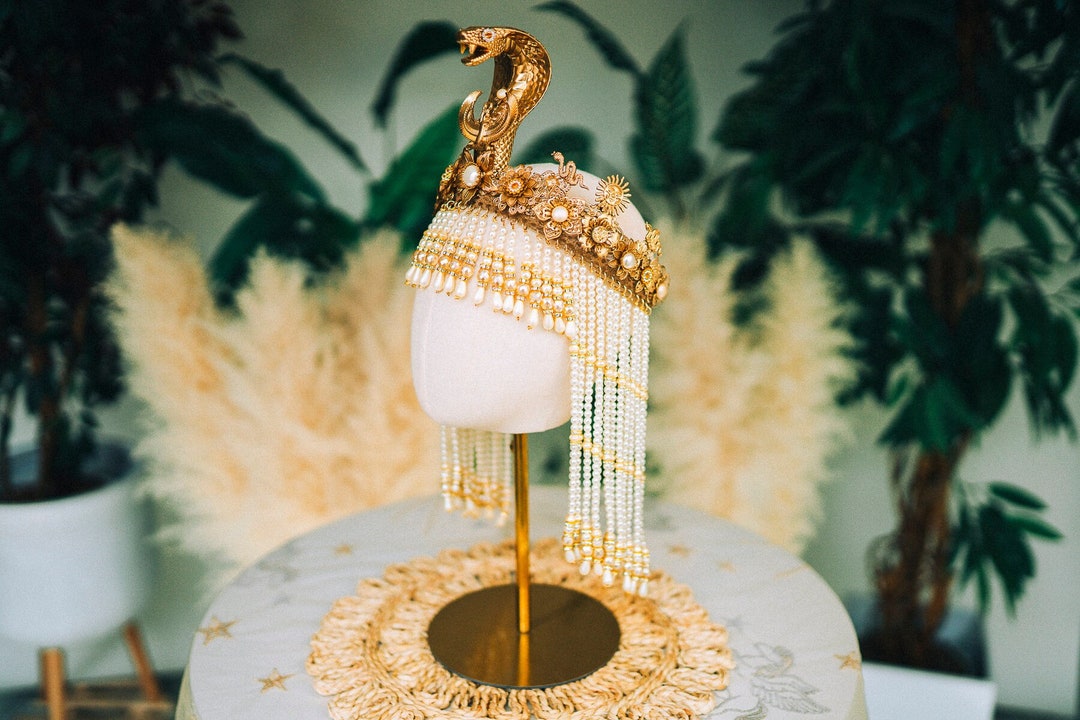 Gold Cobra Cleopatra Crown Egyptian Headdress Costume Tiara - Etsy