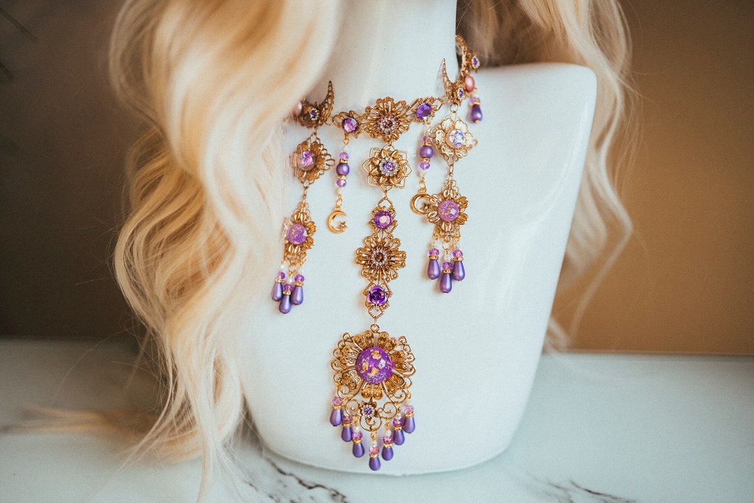 Mermaid Choker Necklace, Lavender Choker Necklace, Chain Choker ...