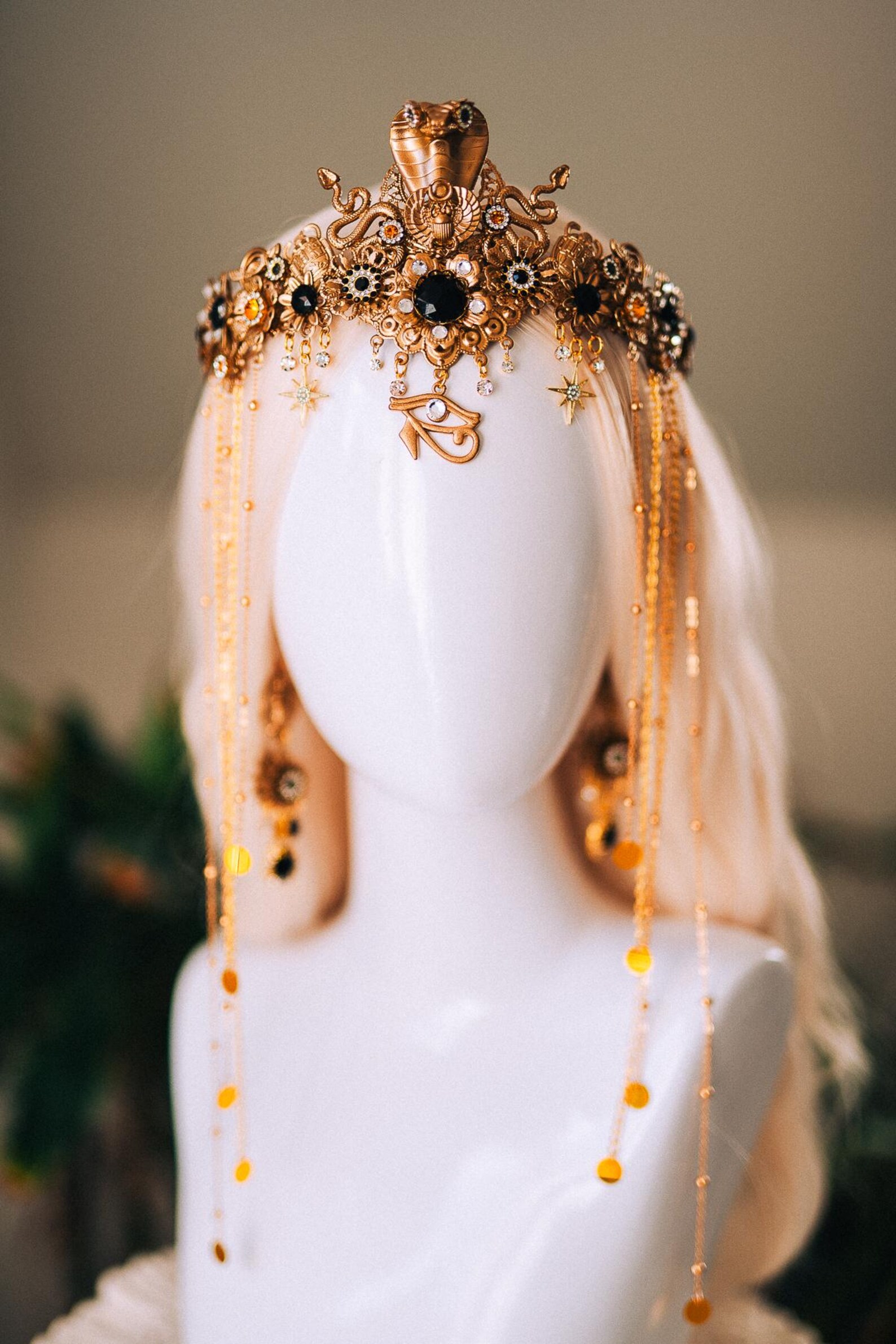 Cleopatra Snake Tiara Gold Egyptian Headpiece Goddess Costume Accessory ...