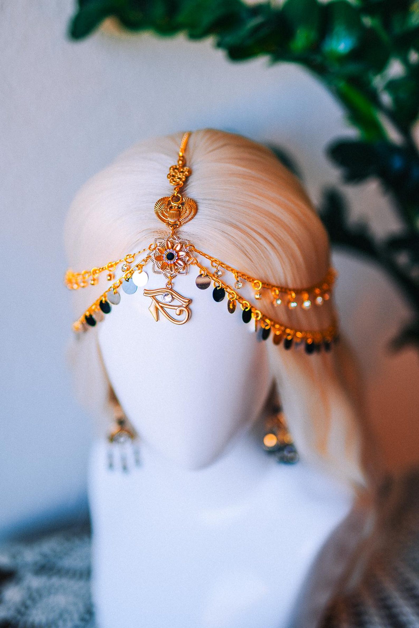 Cleopatra Eye Chain Headpiece Egyptian Goddess Festival Crown - Etsy