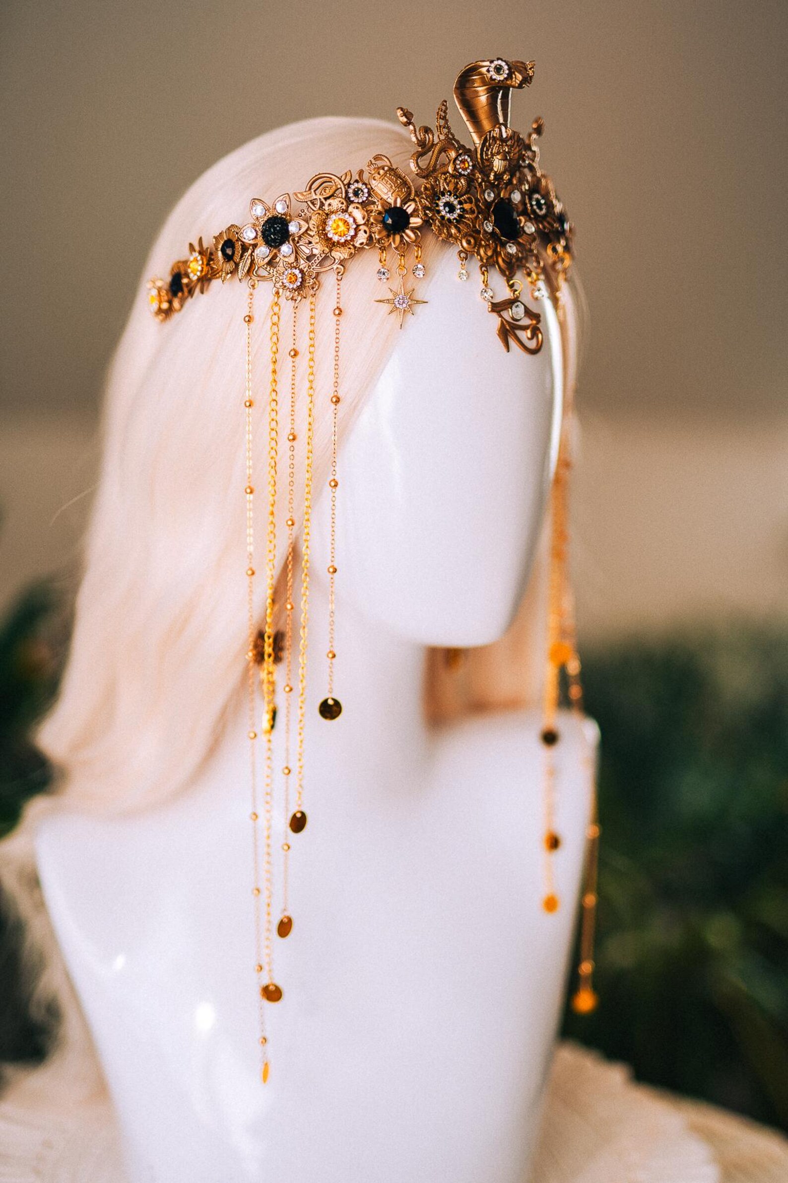 Cleopatra Snake Tiara Gold Egyptian Headpiece Goddess Costume Accessory ...