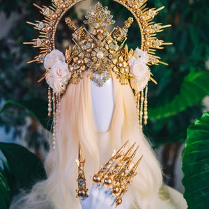 Gemini Zodiac Sign Birthday Headband Flower Headband Beige Roses Crown ...