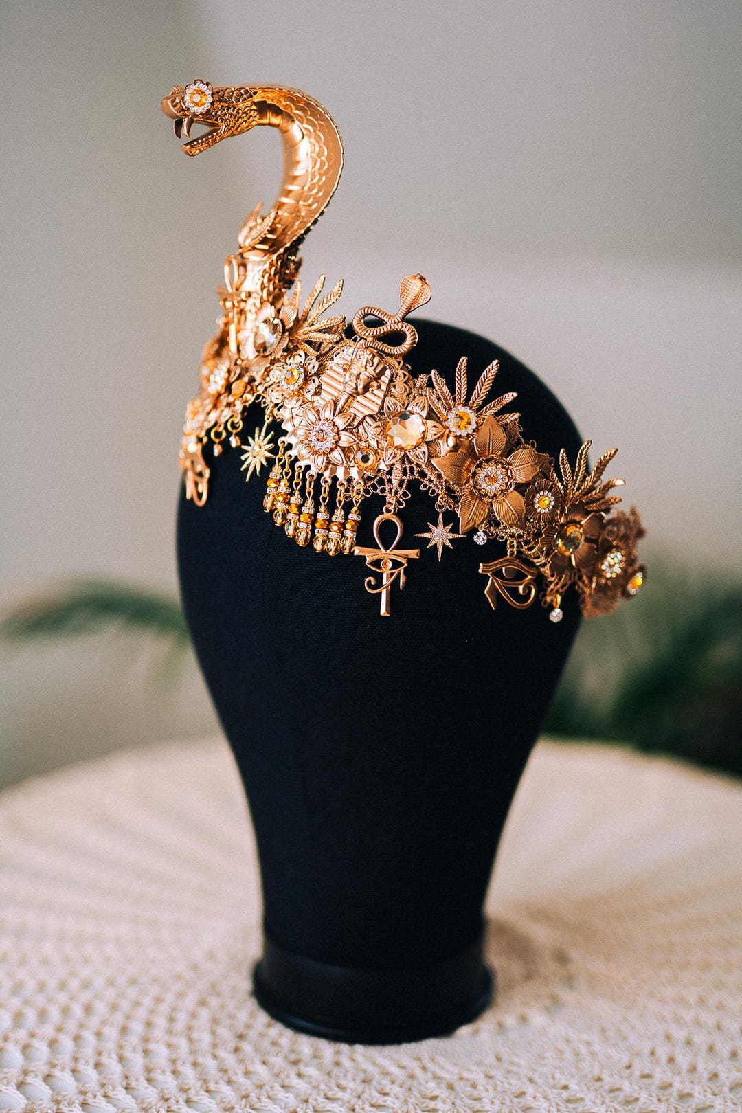 Cleopatra Cobra Crown Gold Egyptian Headpiece Goddess Costume Accessory ...
