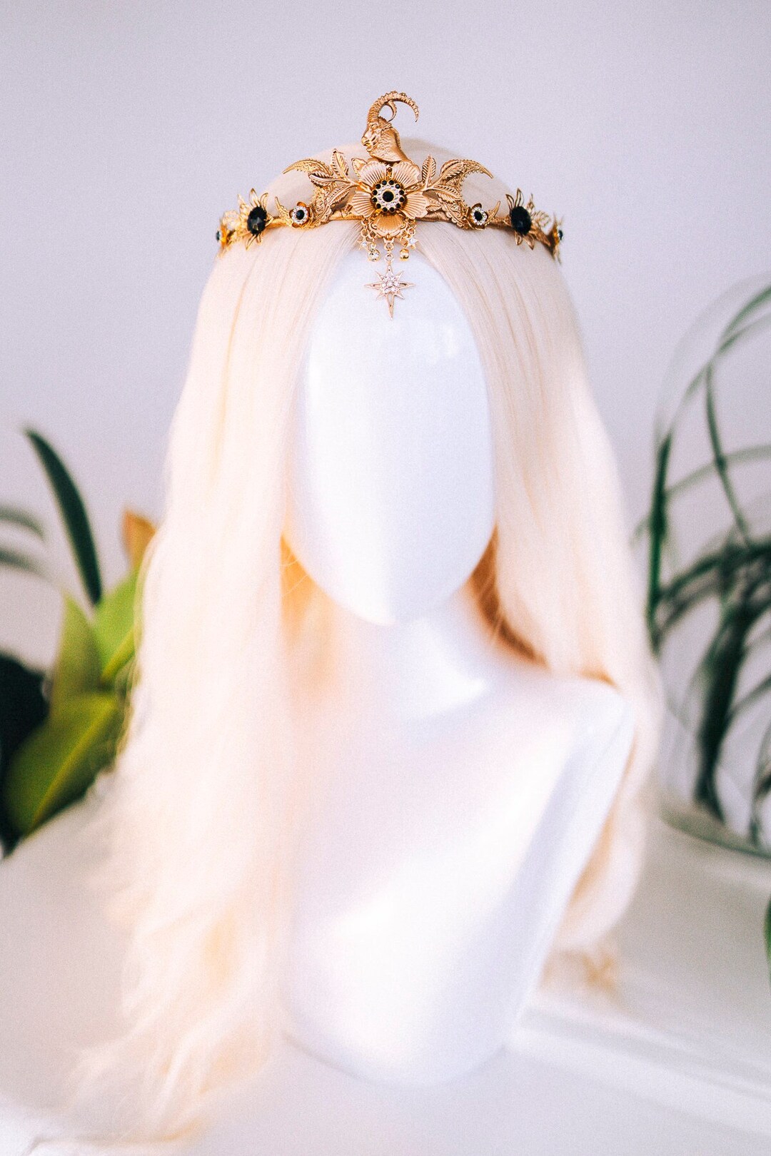 Capricorn Zodiac Tiara Gold Celestial Goddess Headpiece Astrology ...