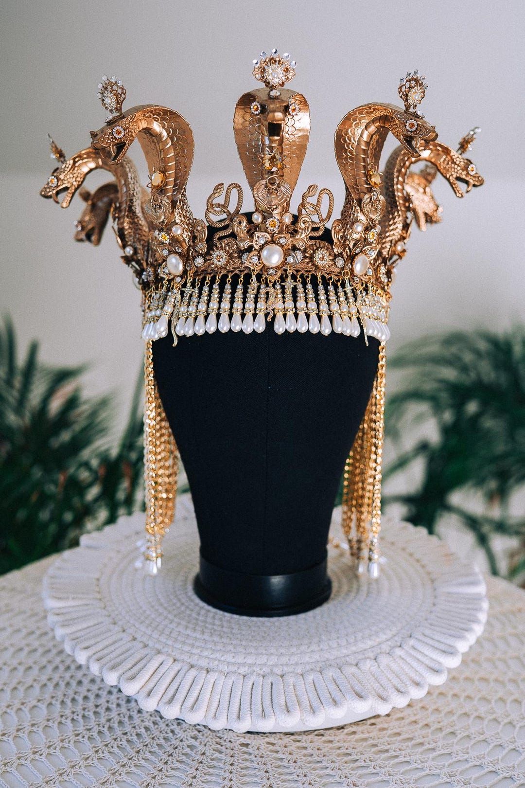 Cleopatra Multi Cobra Crown Gold Egyptian Headpiece Goddess Costume ...