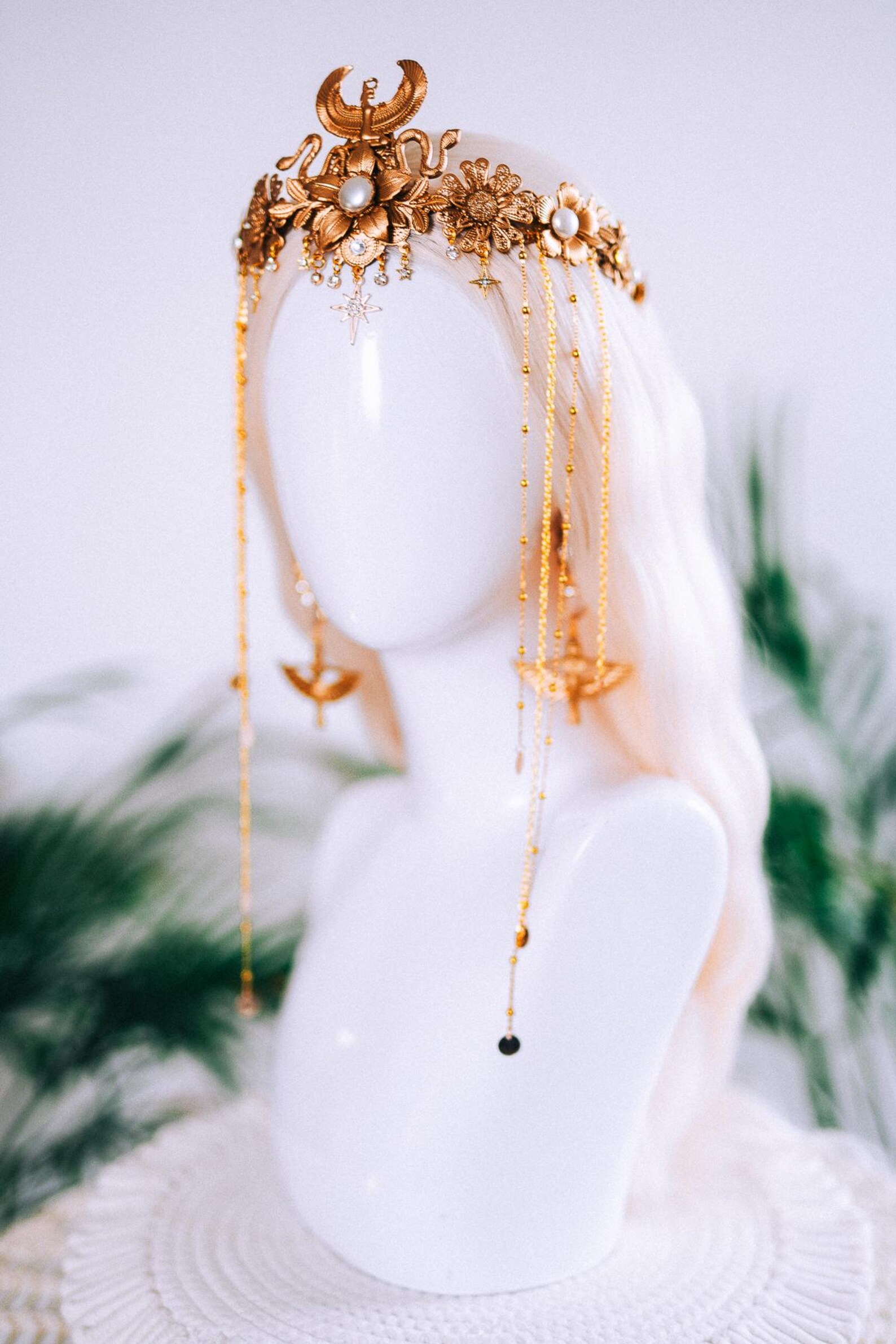 Cleopatra Golden Chain Tiara Egyptian Goddess Headpiece - Etsy