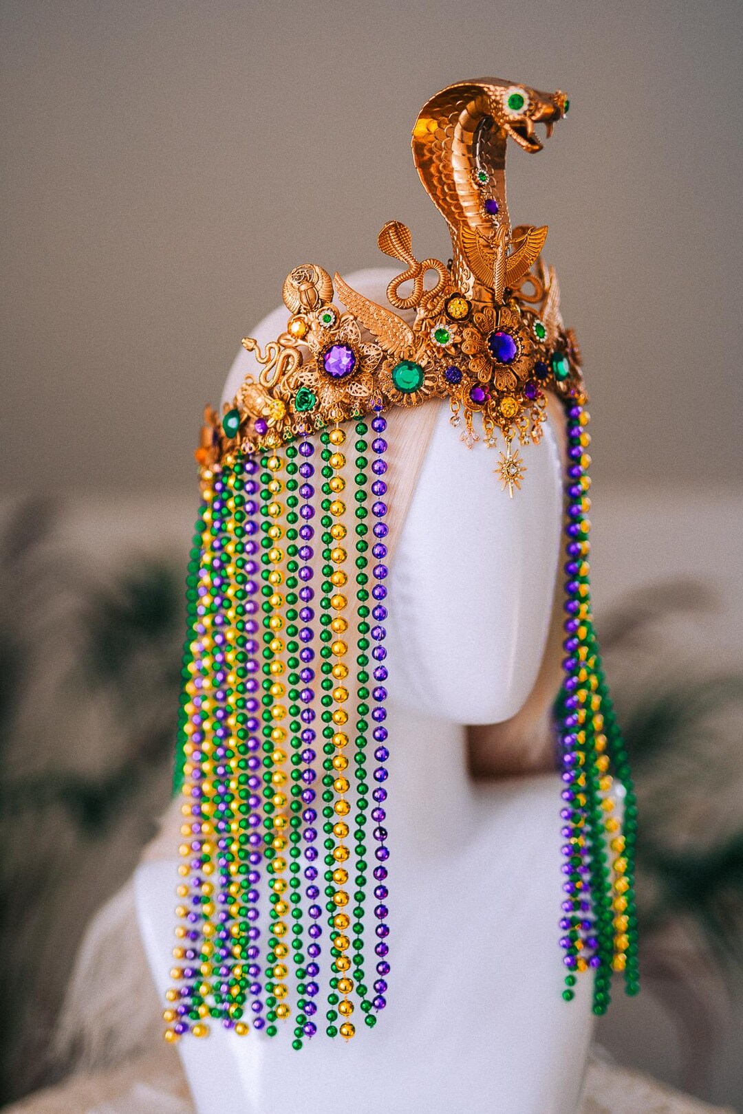 Cleopatra Cobra Crown Mardi Gras Goddess Headpiece - Etsy