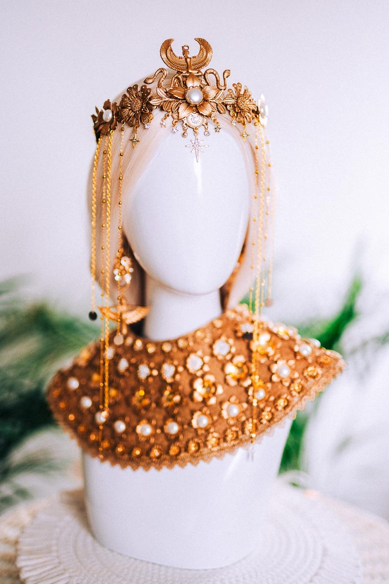 Cleopatra Golden Chain Tiara Egyptian Goddess Headpiece - Etsy