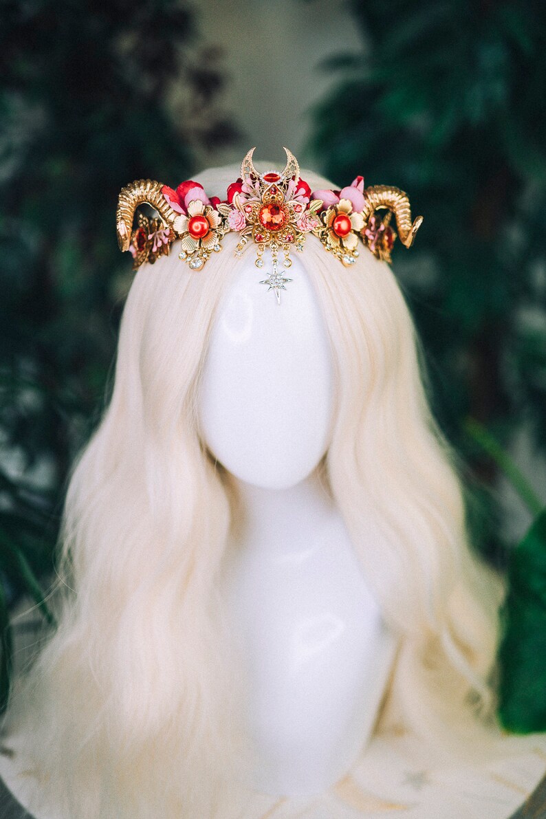 Aries Crown Zodiac Signs Jewellery Fairy Crown Gold Horns Headpiece ...