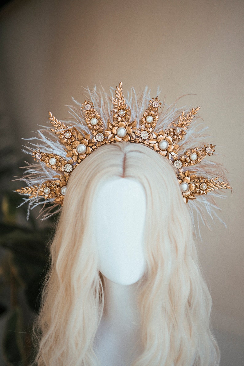 Beige Halo Crown Halo Headpiece Festival Crown Festival - Etsy
