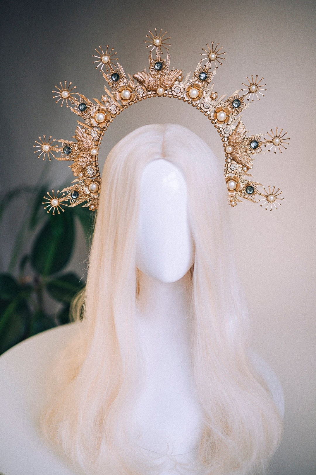 Gold Halo Crown, Celestial Headpiece, Goddess Crown, Festival Halo ...