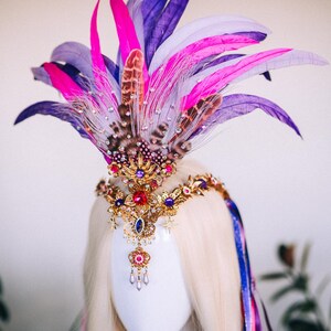 Carnival Feather Crown and Earrings Set, Boho Festival Headpiece ...
