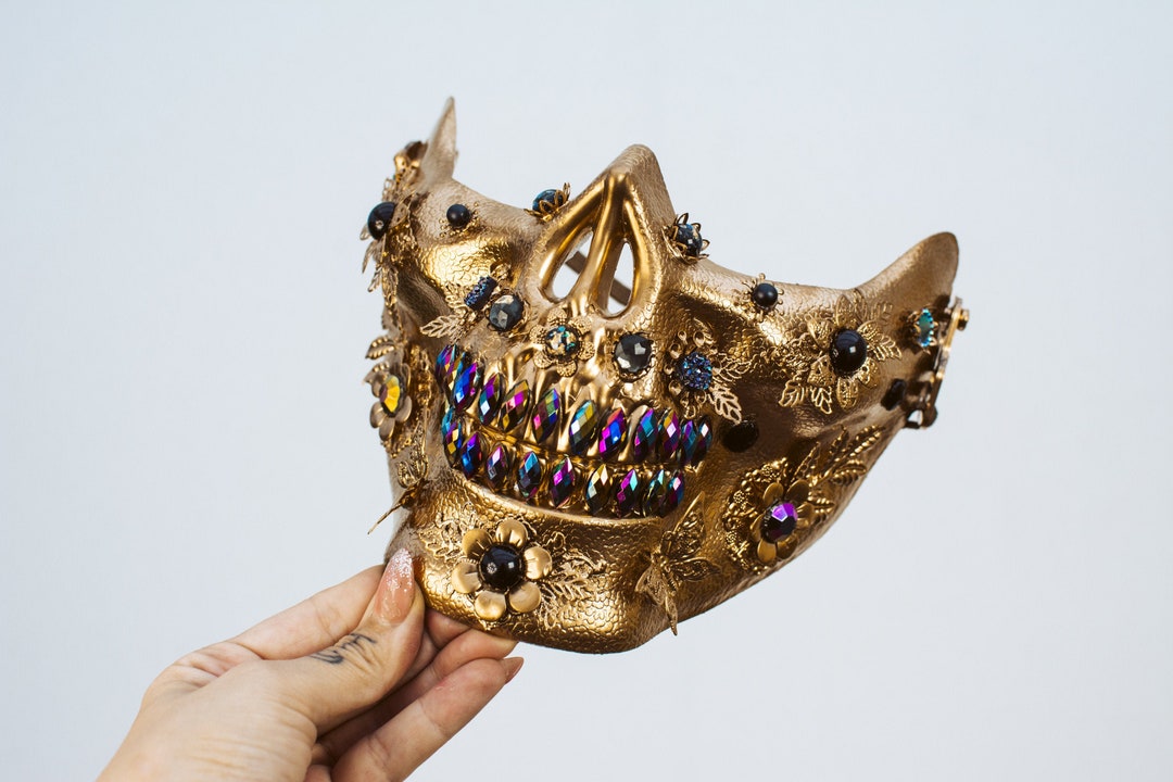 Gold Skull Mask, Skeleton Costume, Burning Man, Festival Accessories ...