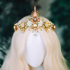 Scorpio Zodiac Tiara Gold White Celestial Goddess Headpiece Astrology ...