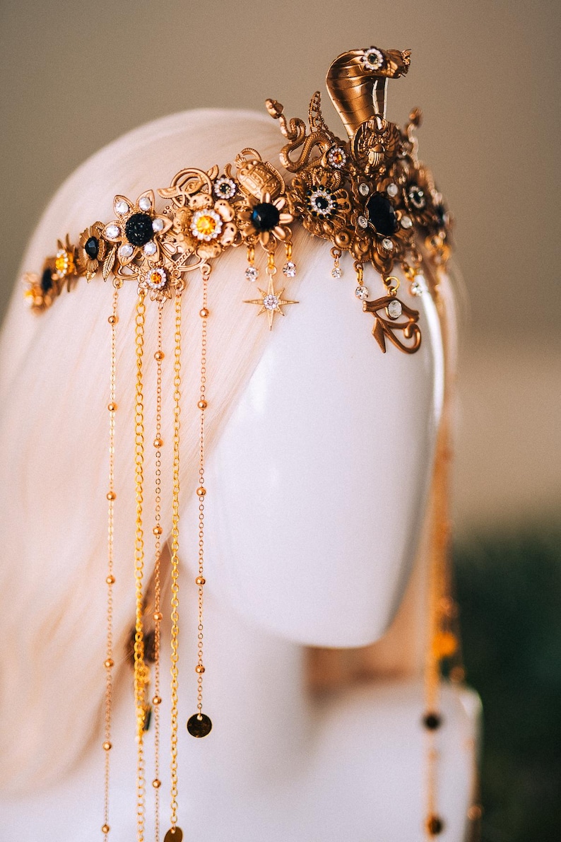 Cleopatra Snake Tiara Gold Egyptian Headpiece Goddess Costume Accessory ...