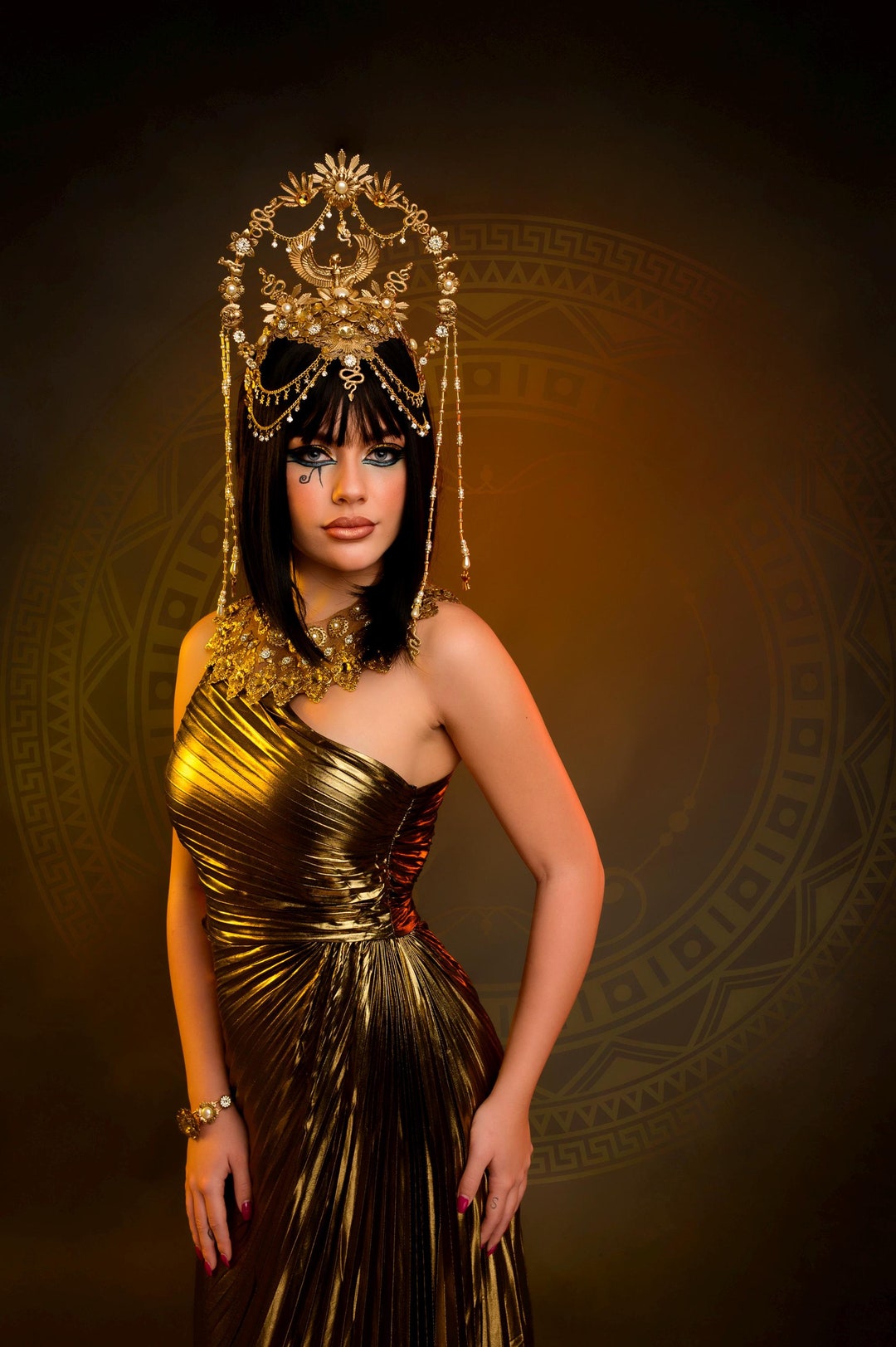 Cleopatra Royal Headdress Tiara Gold Goddess Crown - Etsy