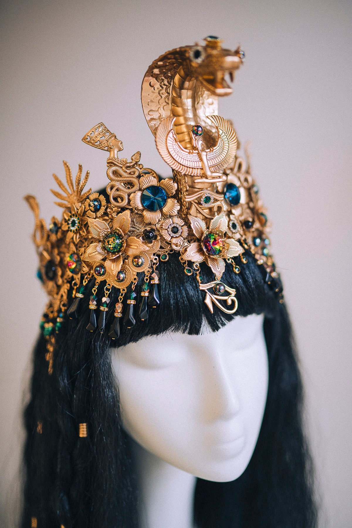 Royal Serpent Cleopatra Crown Egyptian Headpiece Costume Tiara - Etsy