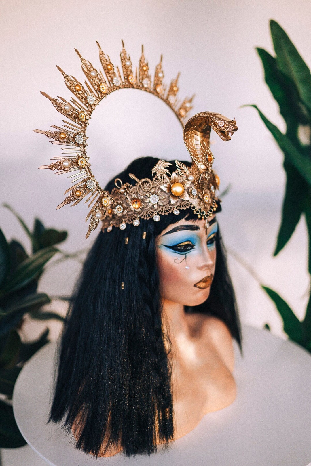 Cleopatra Crown, Gold Cobra Headpiece, Gold Crown, Halloween Costume ...