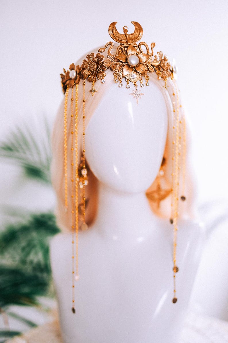 Cleopatra Golden Chain Tiara Egyptian Goddess Headpiece - Etsy