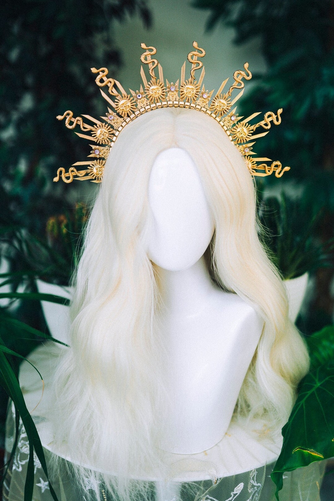 Golden Snake Sun Crown, Gold Medusa Crown, Snake Headdress, Celestial ...