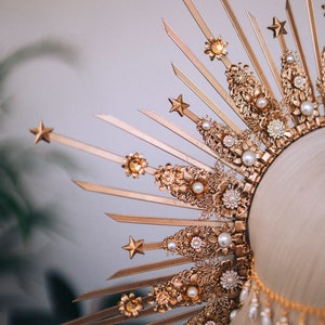 Golden Celestial Star Halo Crown Bridal Goddess Wedding Headpiece - Etsy