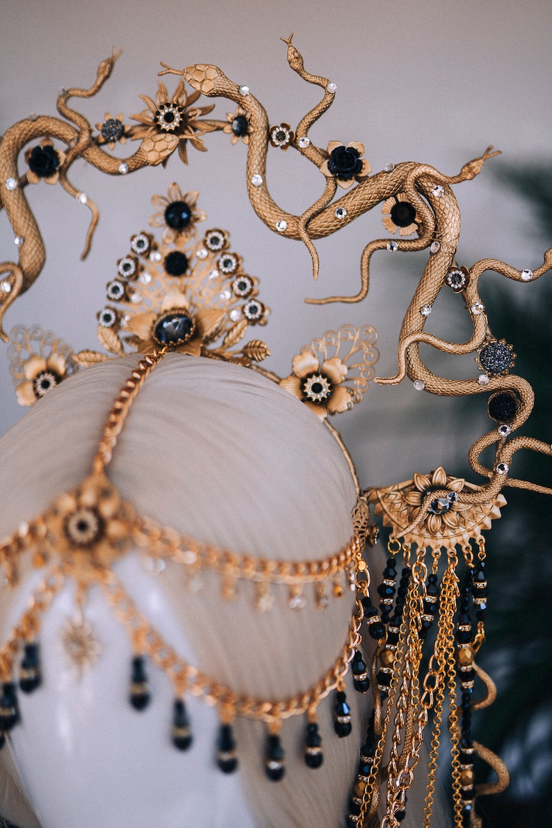 Medusa Oracle Serpent Halo Crown Gold Goddess Headpiece - Etsy