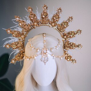 Angel Crown Gold Halo Crown Beige Headband Halloween Headlights Wedding ...