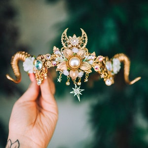 Aries Crown Zodiac Signs Jewellery Fairy Crown Gold Horns Headpiece ...