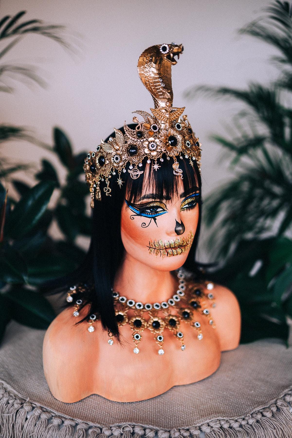 Cleopatra Cobra Goddess Crown Gold Egyptian Snake Headdress Isis Style ...