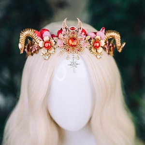 Aries Crown Zodiac Signs Jewellery Fairy Crown Gold Horns Headpiece ...